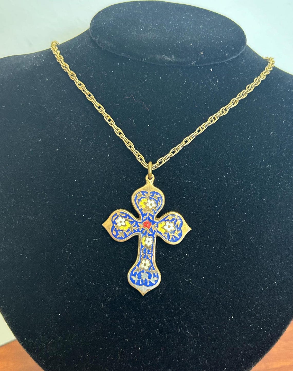 French Enamel Cross Pendant and Chain Cross Marked France - Etsy Canada