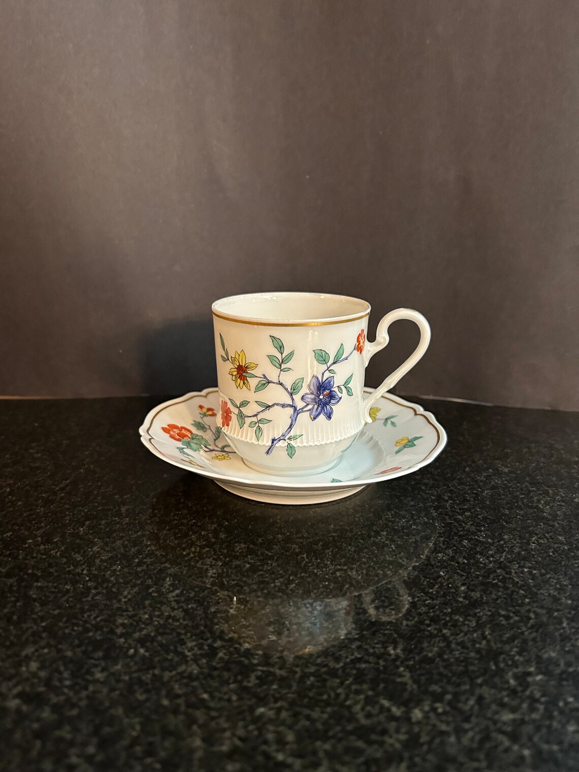 Haviland Limoges French Shalimar Flowers, Butterflies, & Gold Tea Cup ...