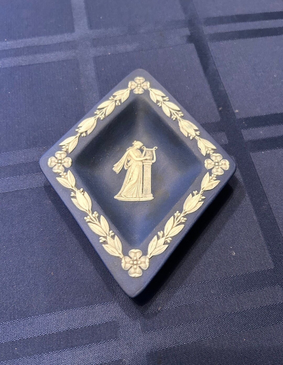 Vintage Wedgwood Portland Blue Jasperware Athena Trinket Dish - Etsy