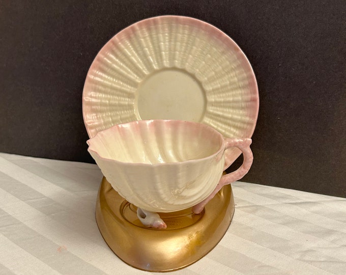 Belleek Black Mark Neptune Tea Cup and Saucer - Etsy