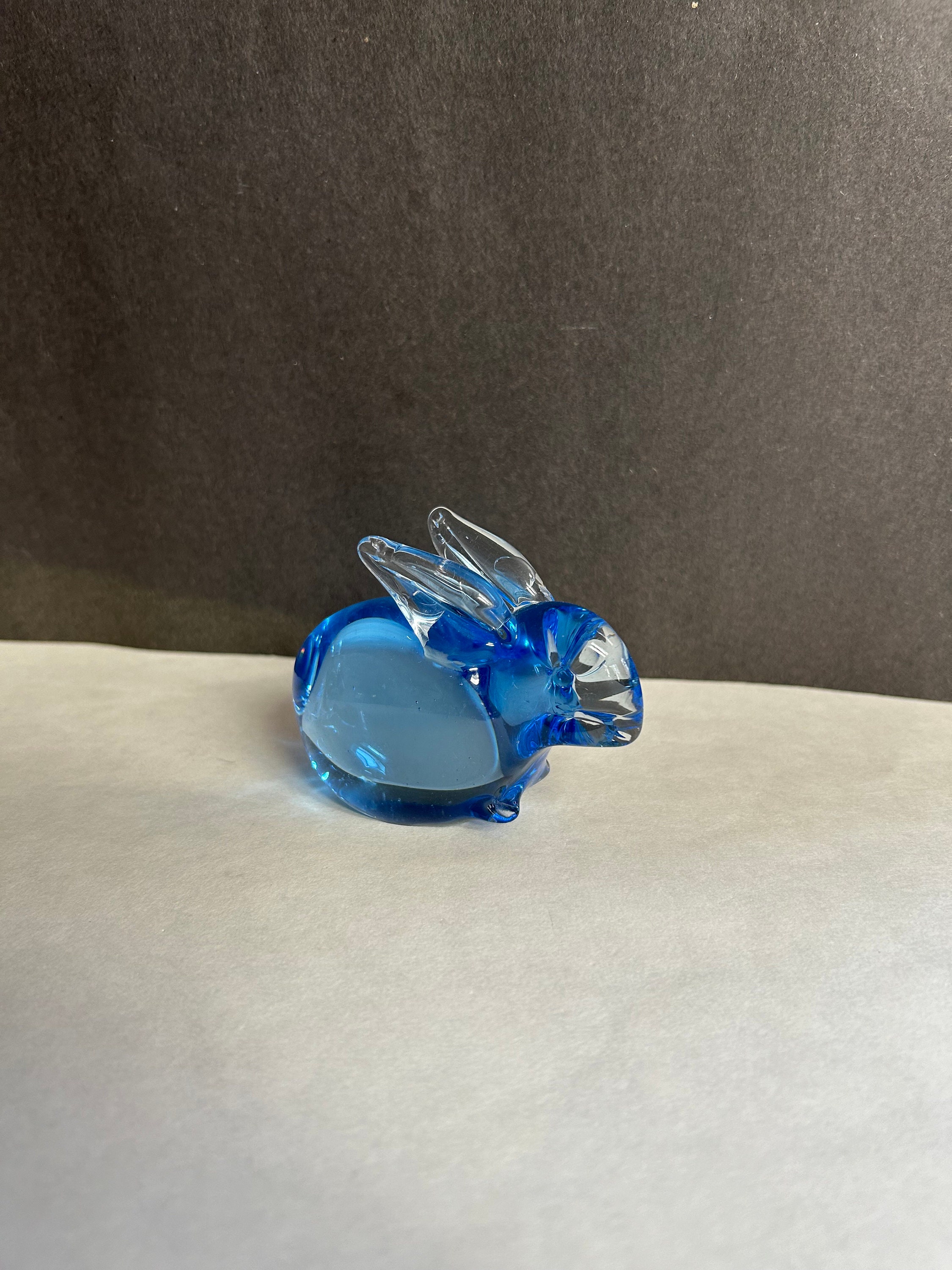 Art Glass Blue Bunny Rabbit Murano Style Collectible Paperweight - Etsy