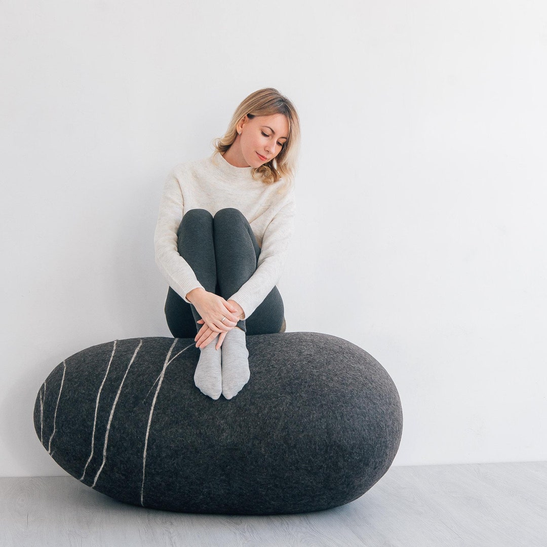 Natural Felted Wool. Soft Stone-pouf. Model «celtic Stone». Like Real ...