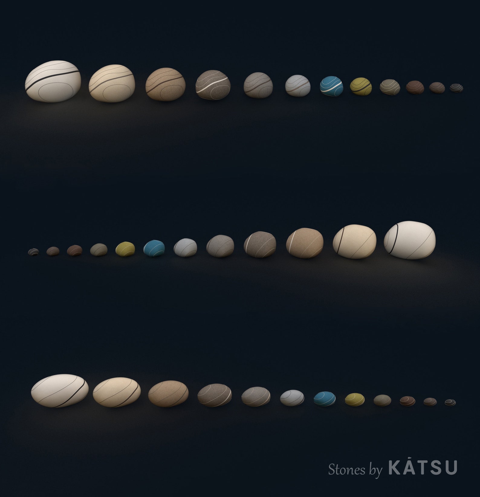 3D Models of KATSU Stones. FBX Blender 2.8 and OBJ Formats. - Etsy