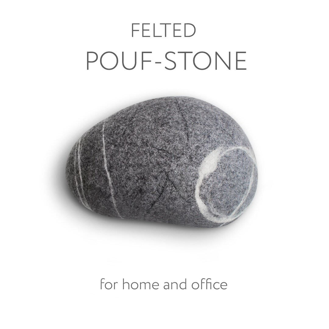 Natural Felted Wool. Soft Stone-pouf. Model celtic Stone. Like Real ...