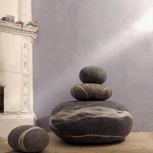 Natural Felted Wool. Soft Stone-poufs. Set #12. Like Real Stones. KATSU ...