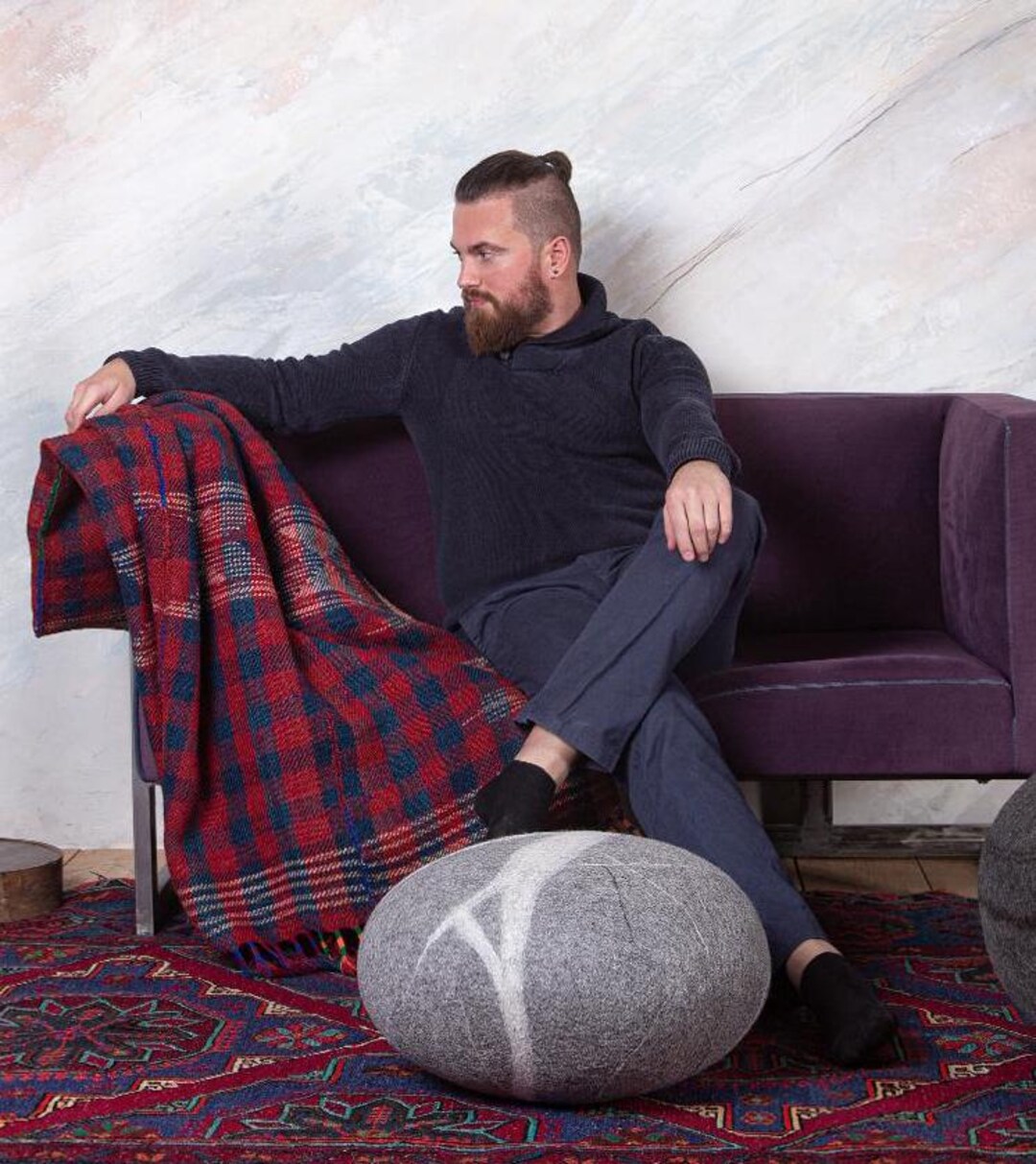 Pouf Wool Stone Footstool Felt Pebble Rock| Cozy Living Room Ottoman ...