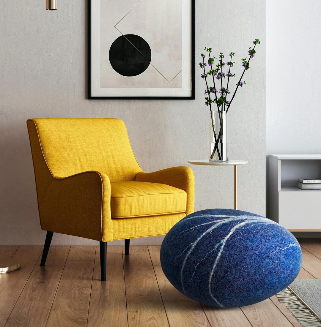 Pouf Wool Stone Ottoman Felt Pebble | Hotel Lobby Spa Museum ...