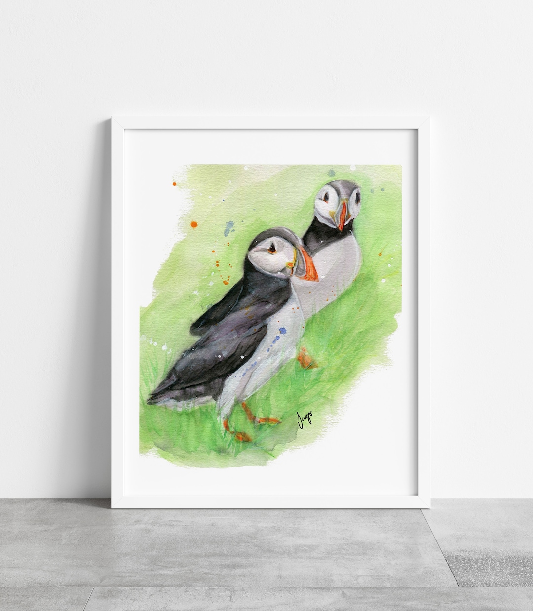 Puffin Pair Art Print, Puffin Watercolour Art, Puffin Gift, Bird Lover ...
