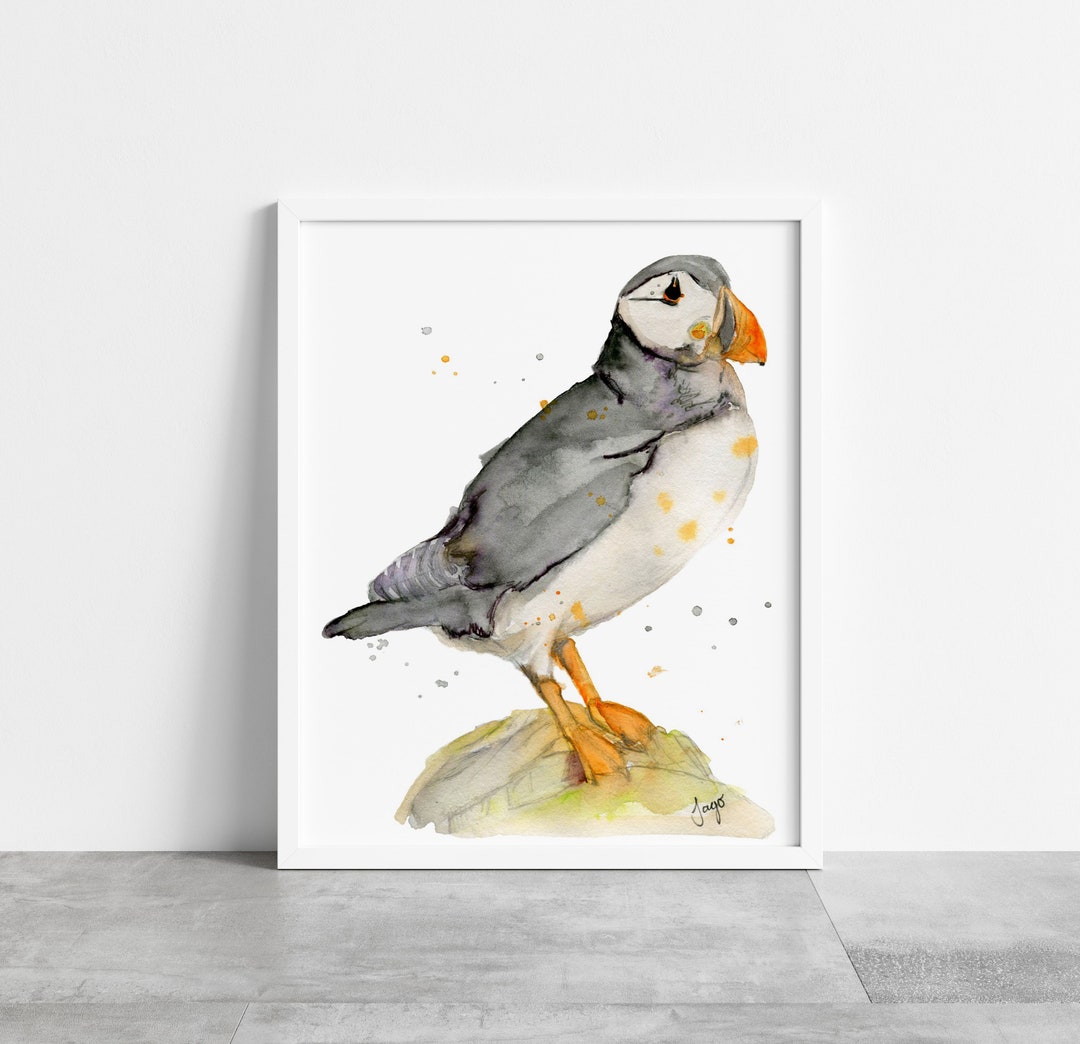 Puffin Art Print, Puffin Watercolour Art, Puffin Gift, Bird Lover Gift ...