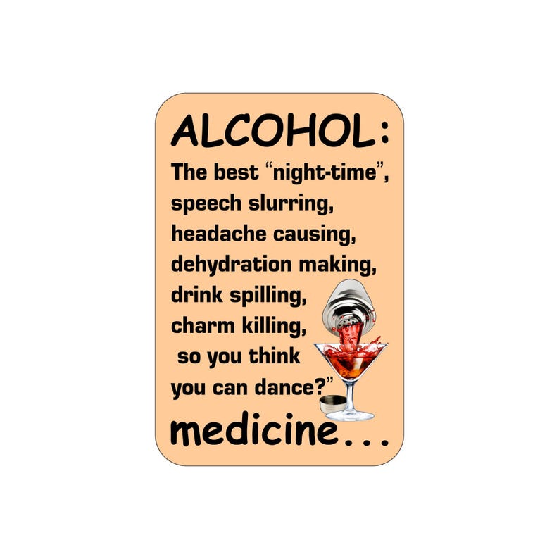 Alcohol Medicine Sign Drinking Aluminum Sign Funny Alcohol | Etsy