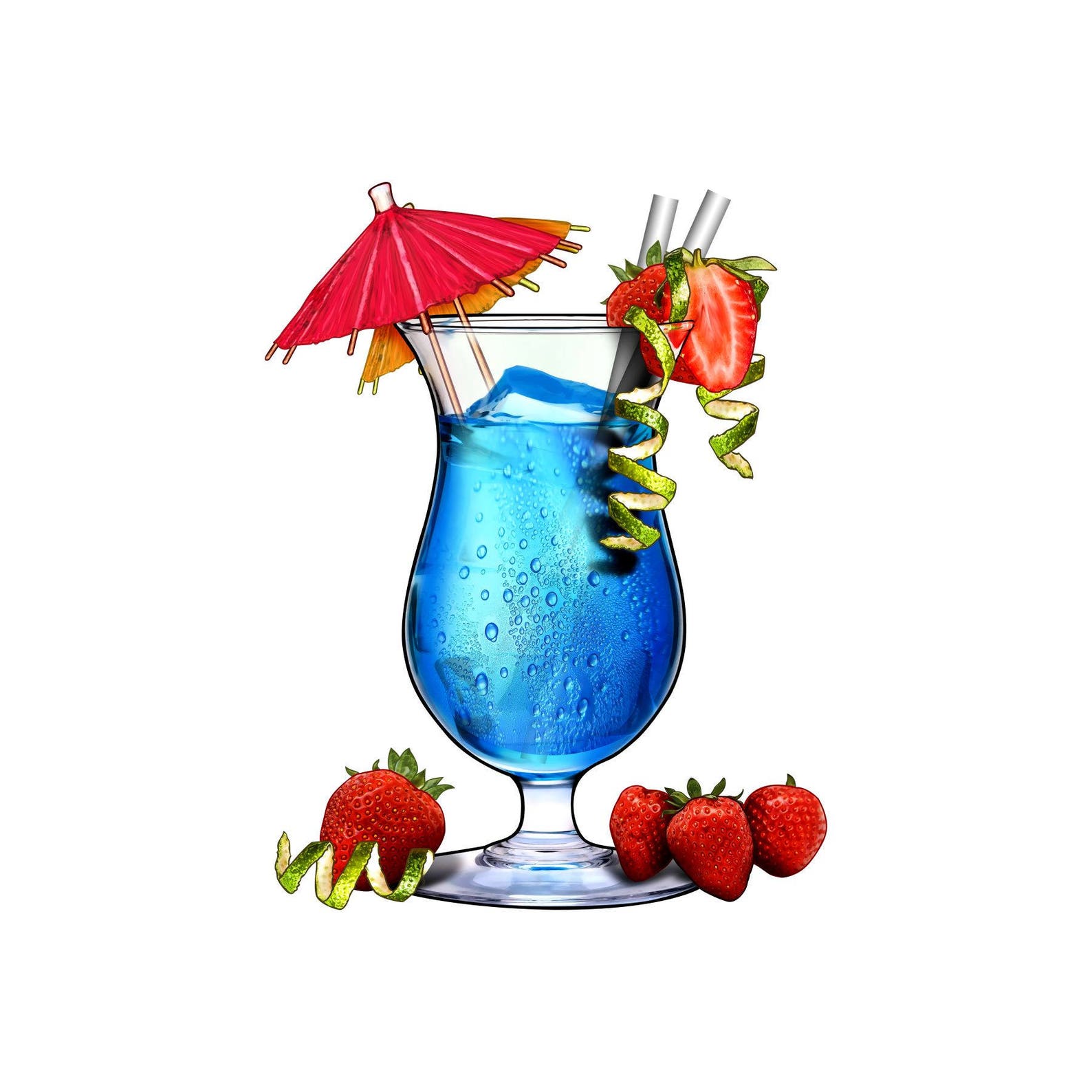 Tropical Drink With Umbrella Decal, Full Color Drinking Sticker ...