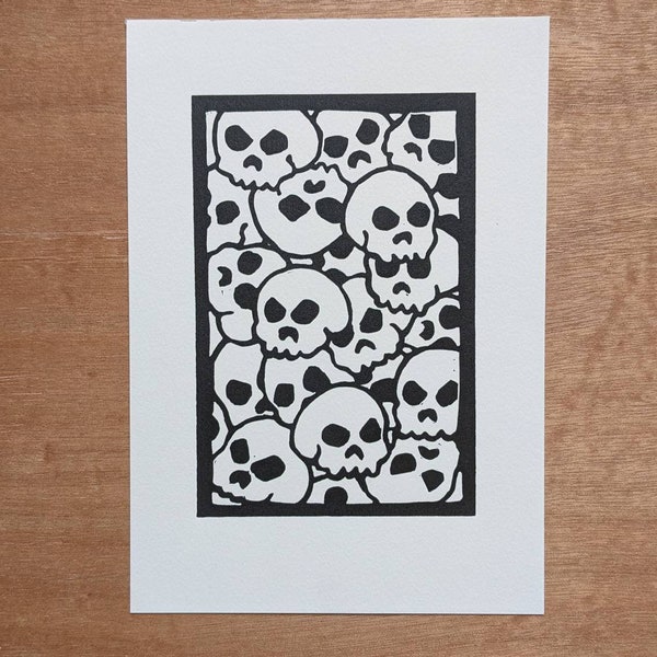 Skull Linocut - Etsy
