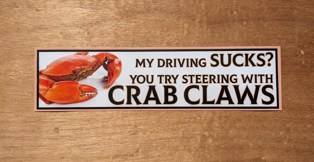 Driving Crab Bumper Sticker - Etsy