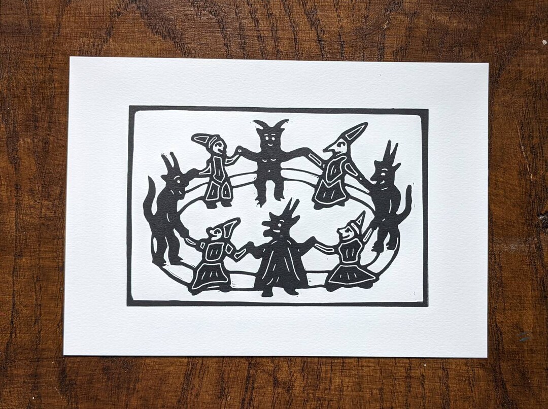 Dance With the Devil Linocut Print - Etsy