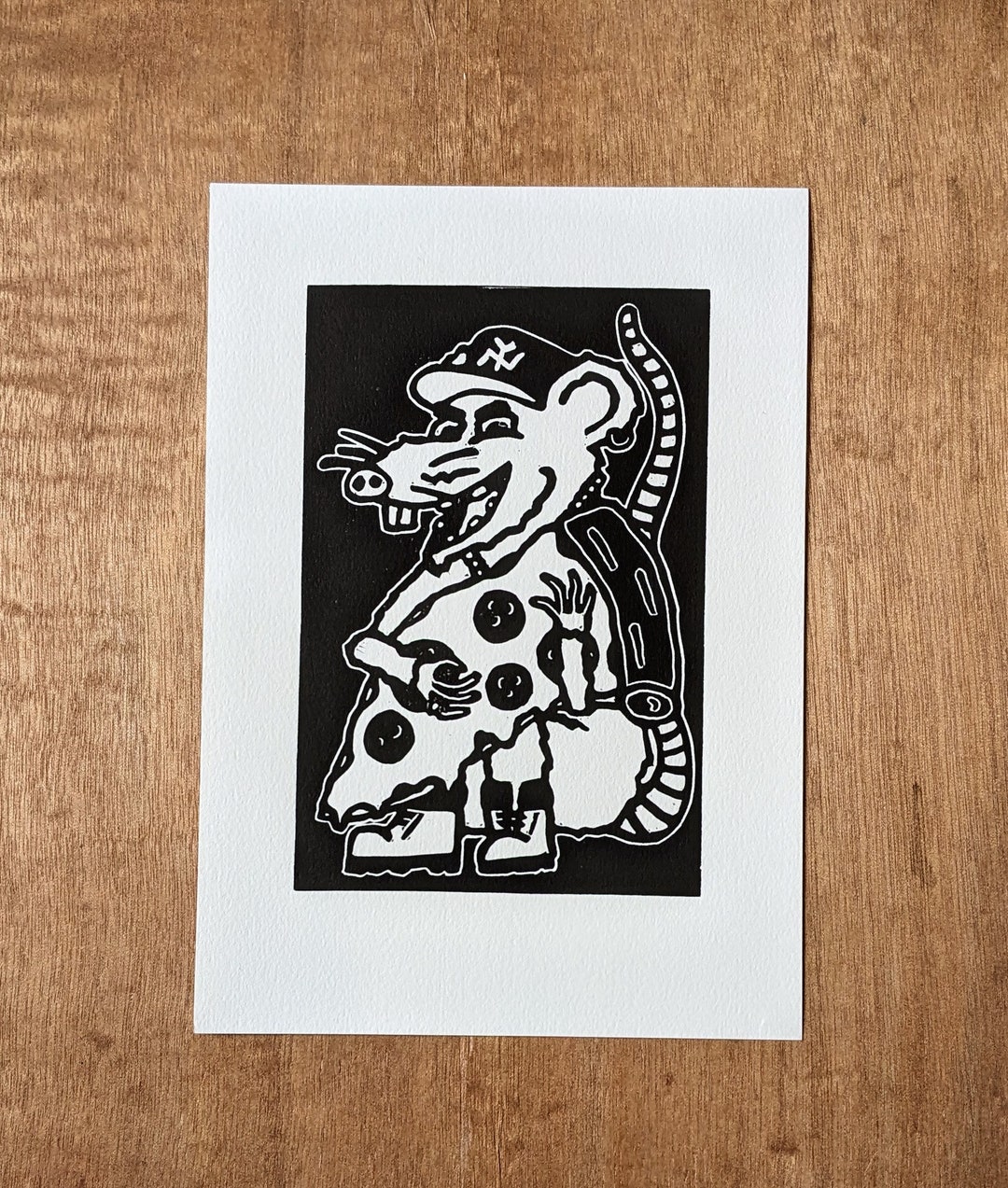 Pizza Rat Linocut Print - Etsy