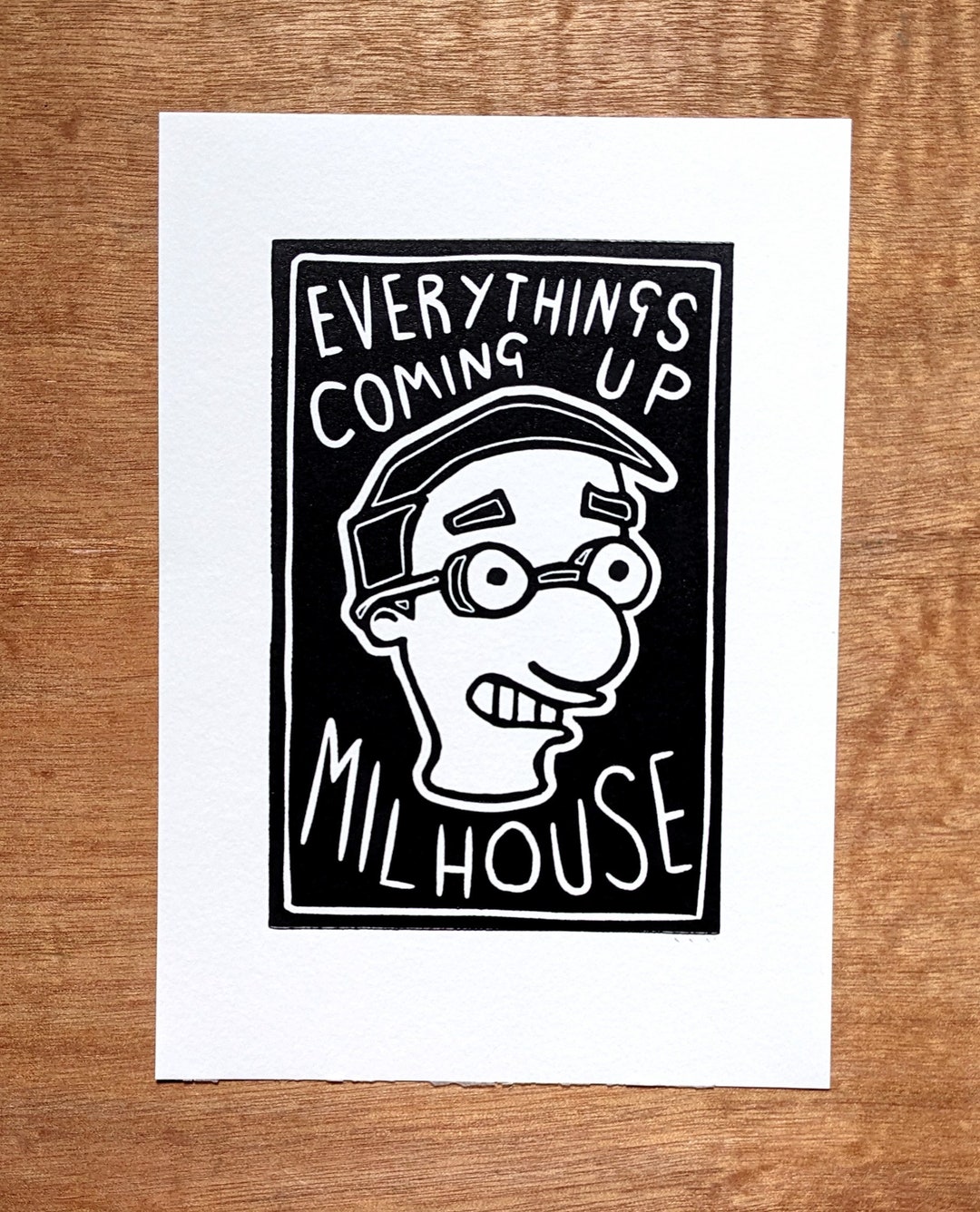 Milhouse Linocut Print - Etsy UK