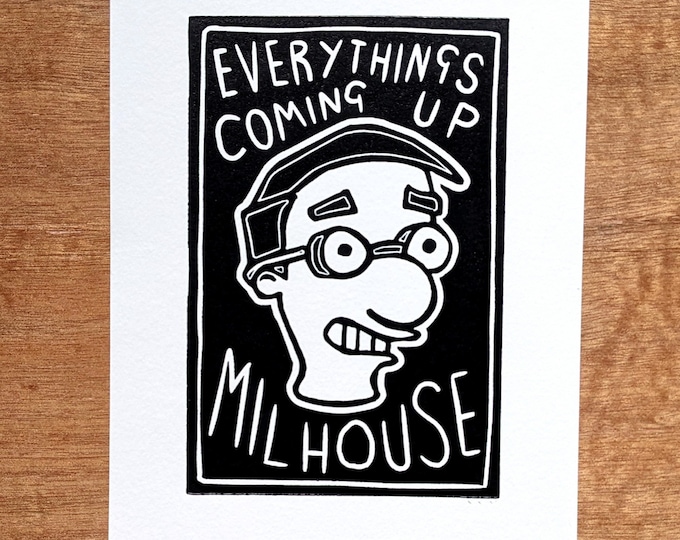 Milhouse Linocut Print - Etsy