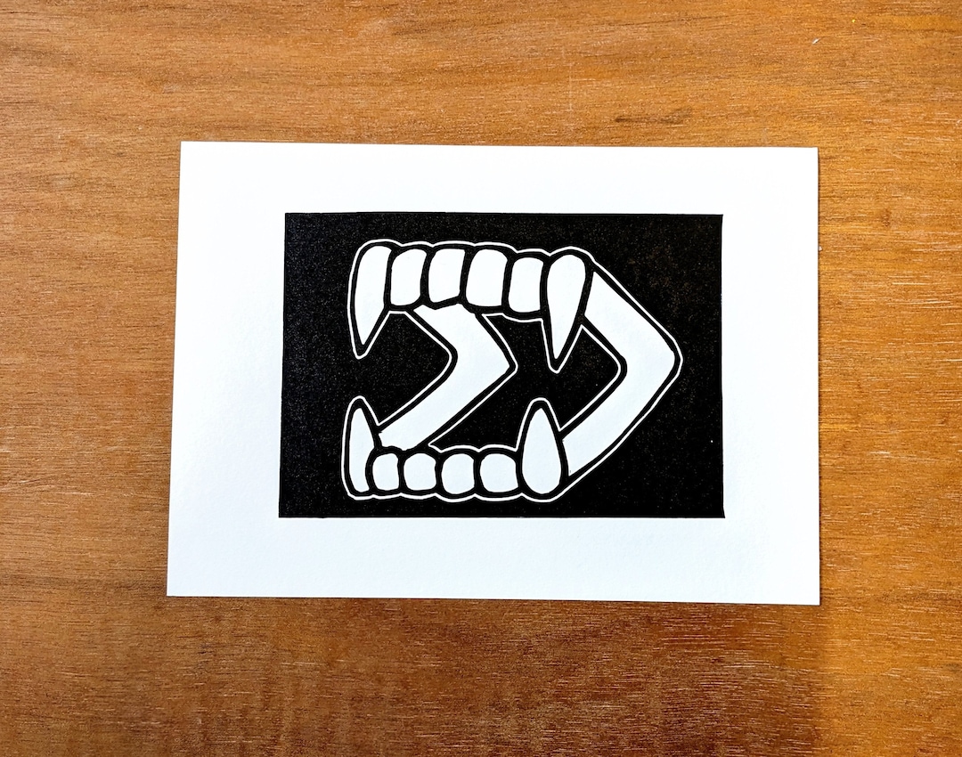 Plastic Teeth Linocut Print - Etsy