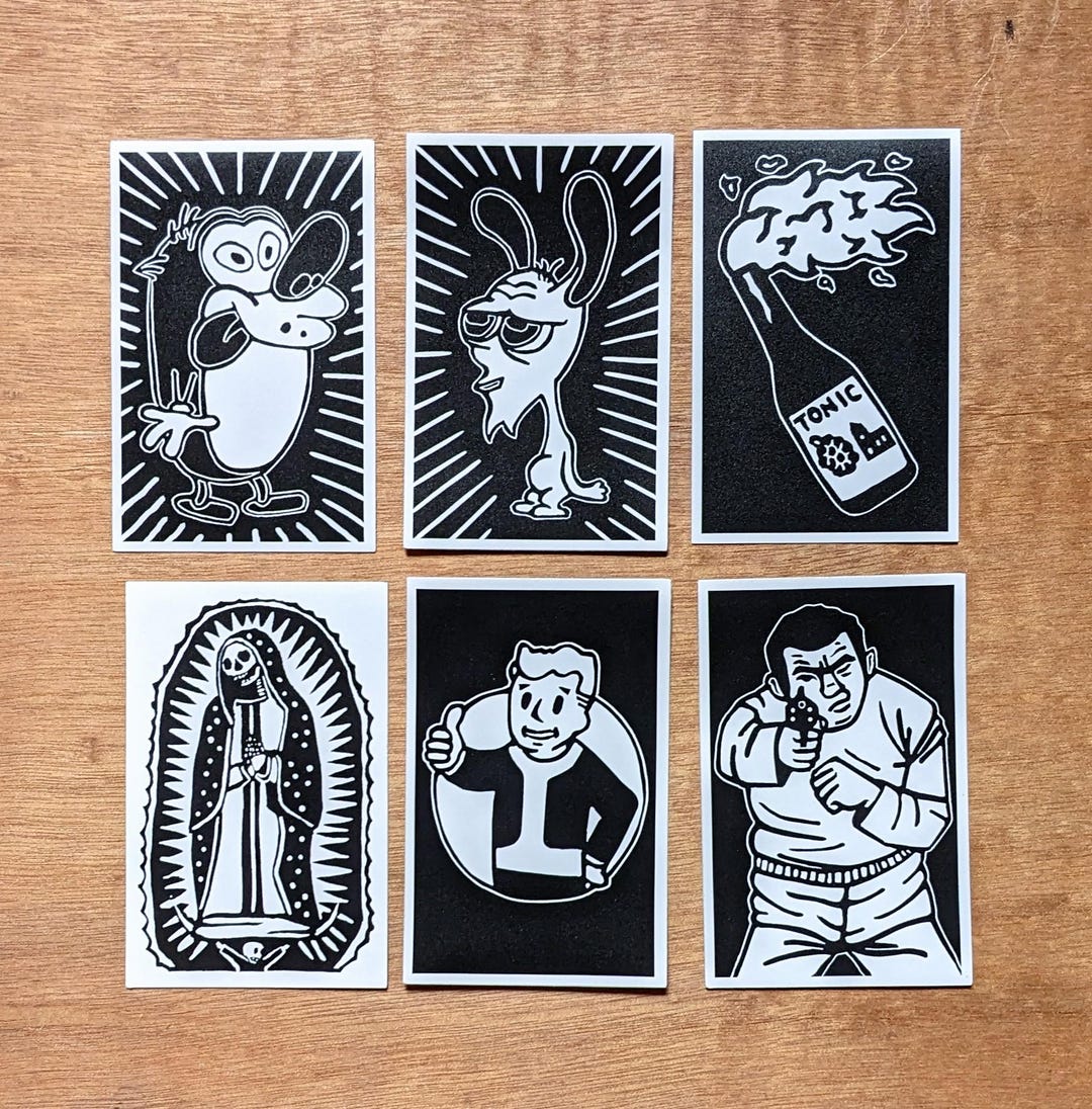 Linocut Stickers Part 4 - Etsy