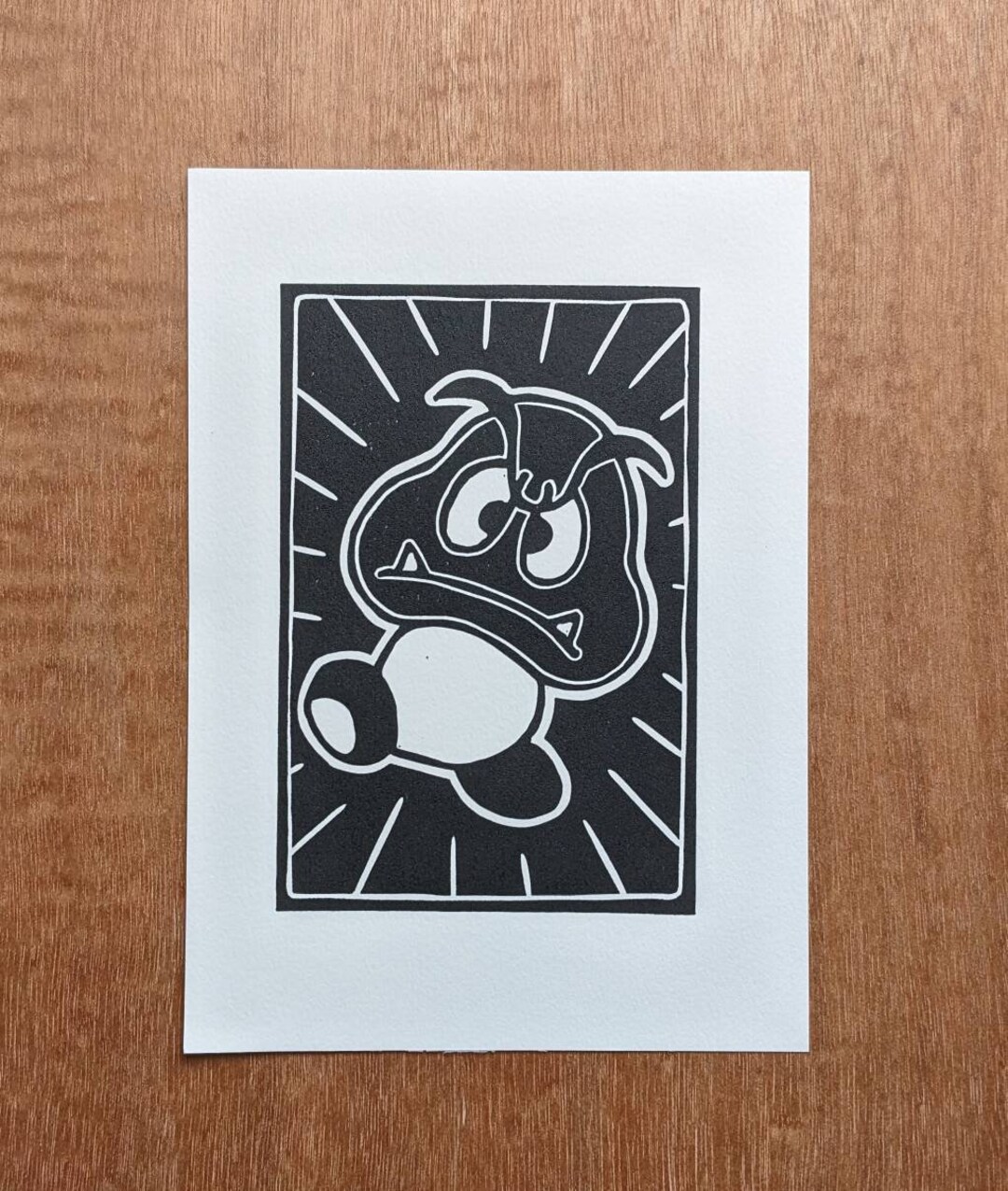 Goomba Linocut Print - Etsy