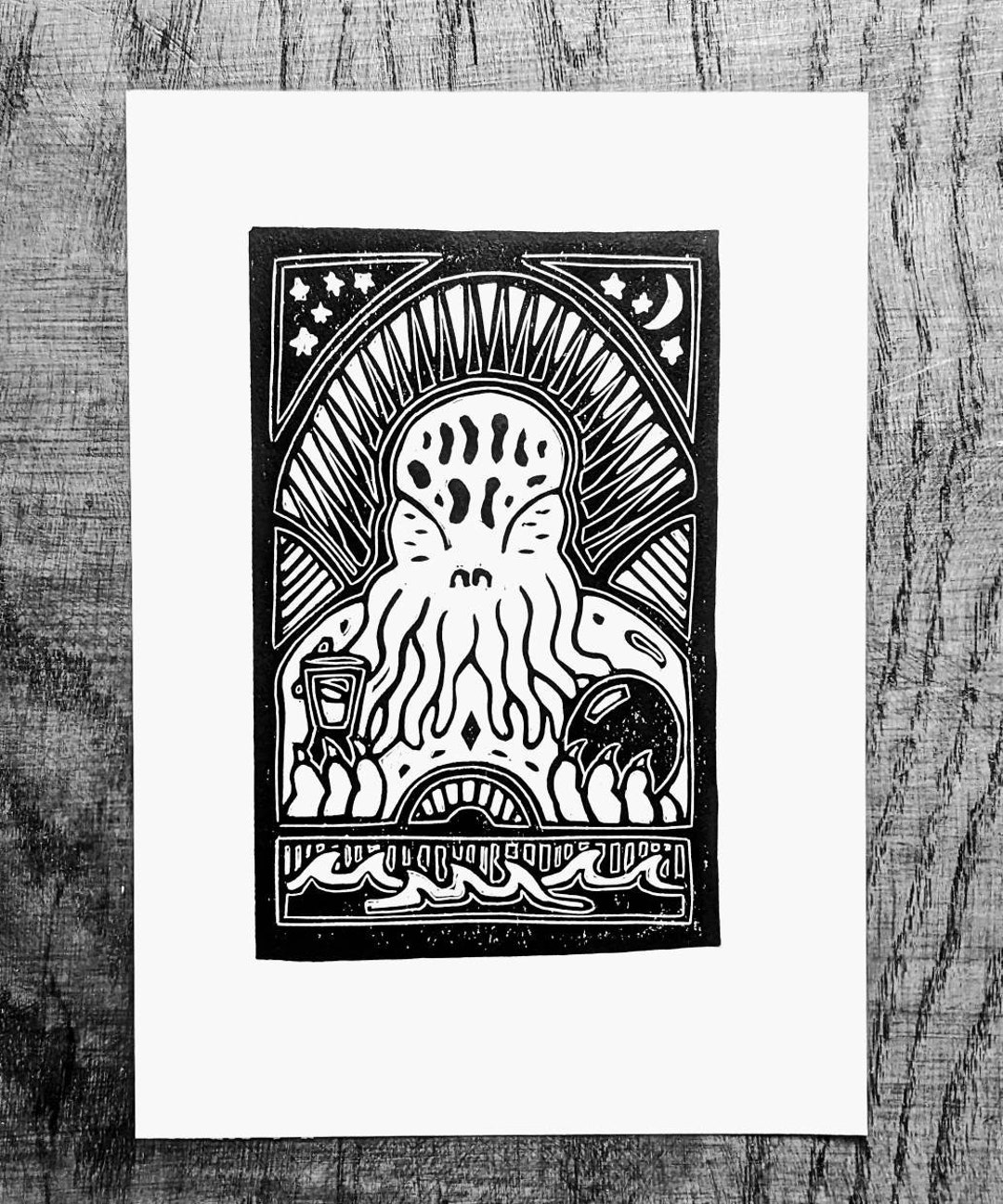 The Old God Cthulhu Linocut Print - Etsy Canada
