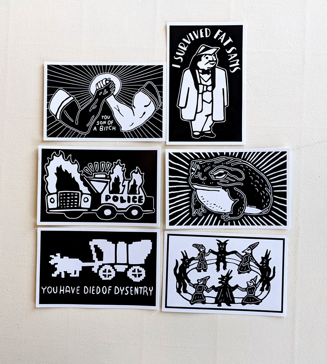 Linocut Stickers Part 2 - Etsy