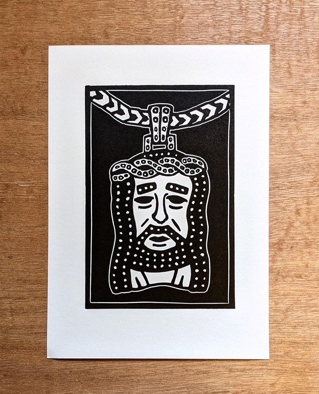 Jesus Piece Linocut Print - Etsy