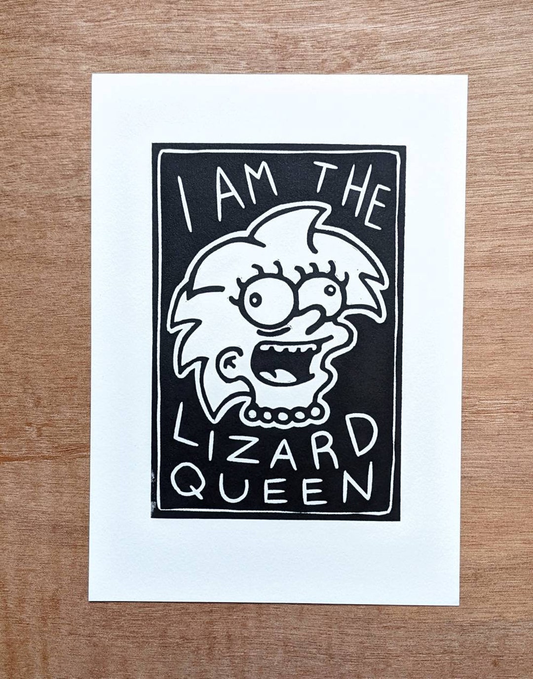 Lizard Queen Linocut Print - Etsy