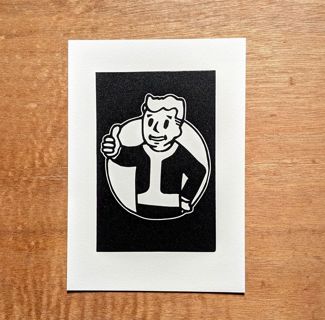 Vault Boy Linocut Print - Etsy