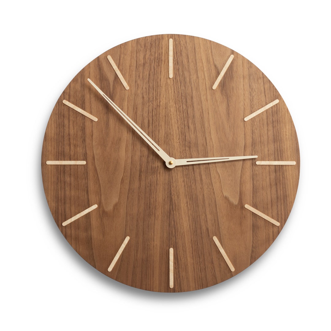 Mid Century Wall Clock Wood Large Wall Clock Diameter up to 20 Inches ...