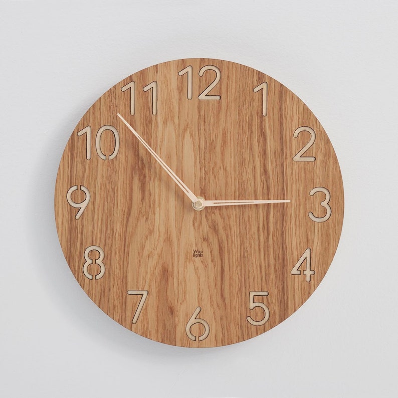 Wooden Wall Clock With Numbers Modern Wall Clock Silent - Etsy
