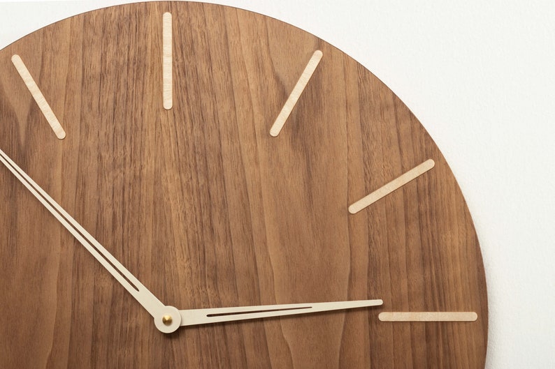 Mid Century Wall Clock Wood Large Wall Clock Diameter up to 20 - Etsy