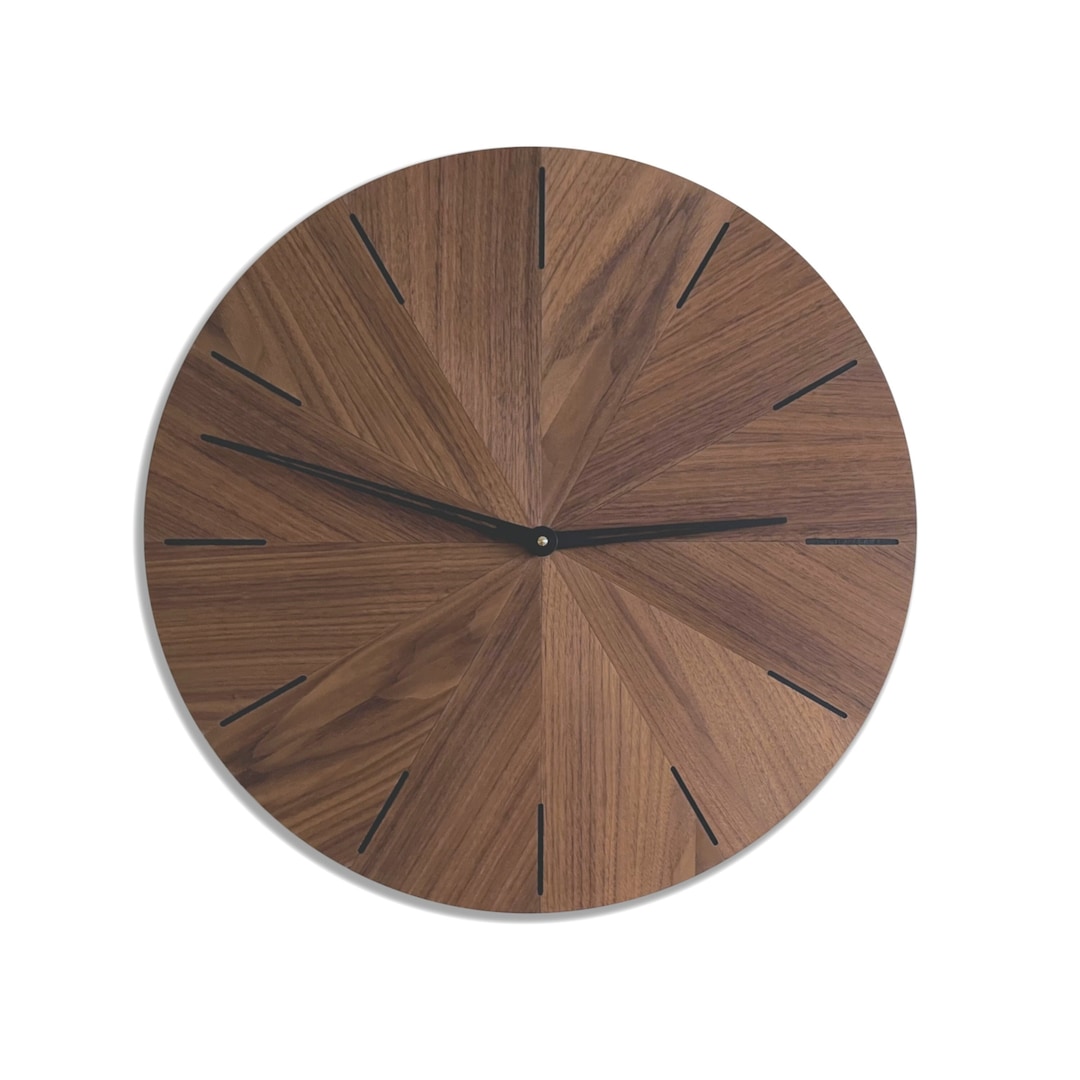 Large Wall Clock Made of Wood • Unique Modern Minimalist Design • Black ...