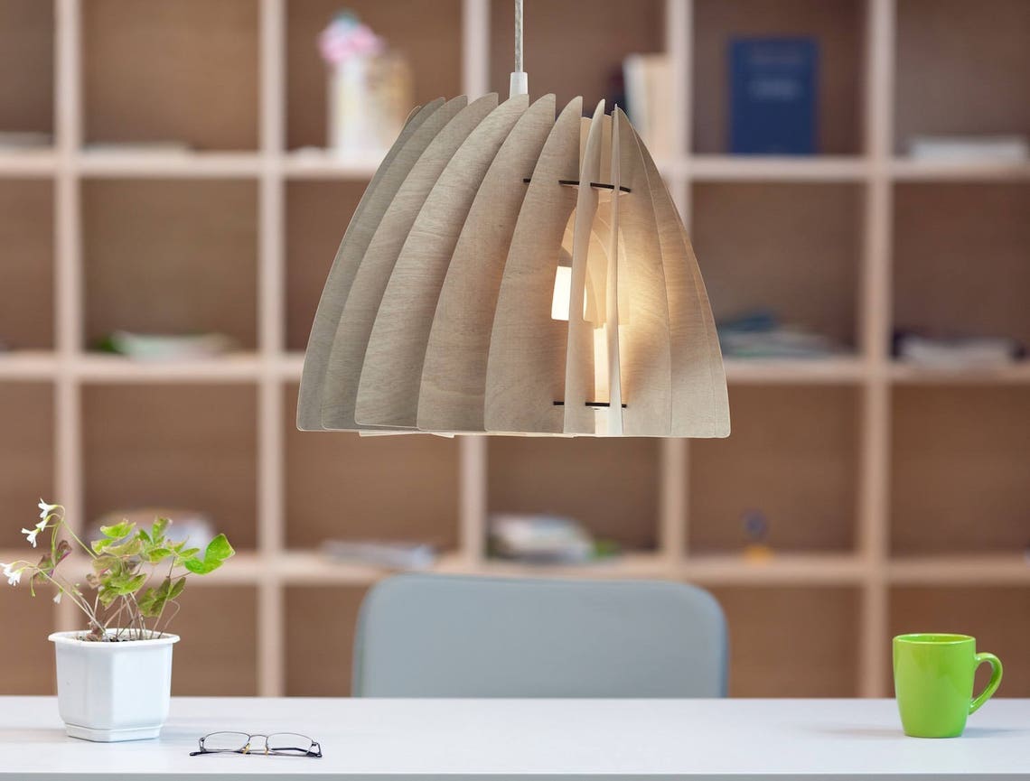 Small Wooden Pendant Light Made of Unique Decorative Thin - Etsy