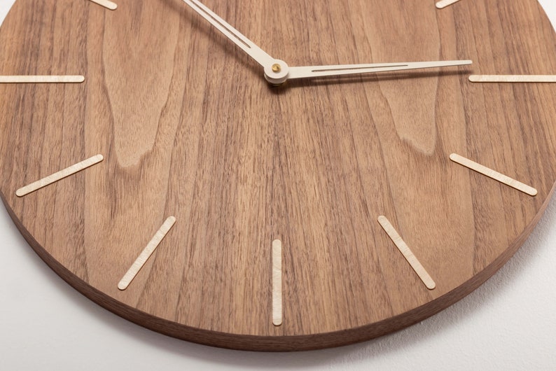 Mid Century Wall Clock Wood Large Wall Clock Diameter up to 20 - Etsy