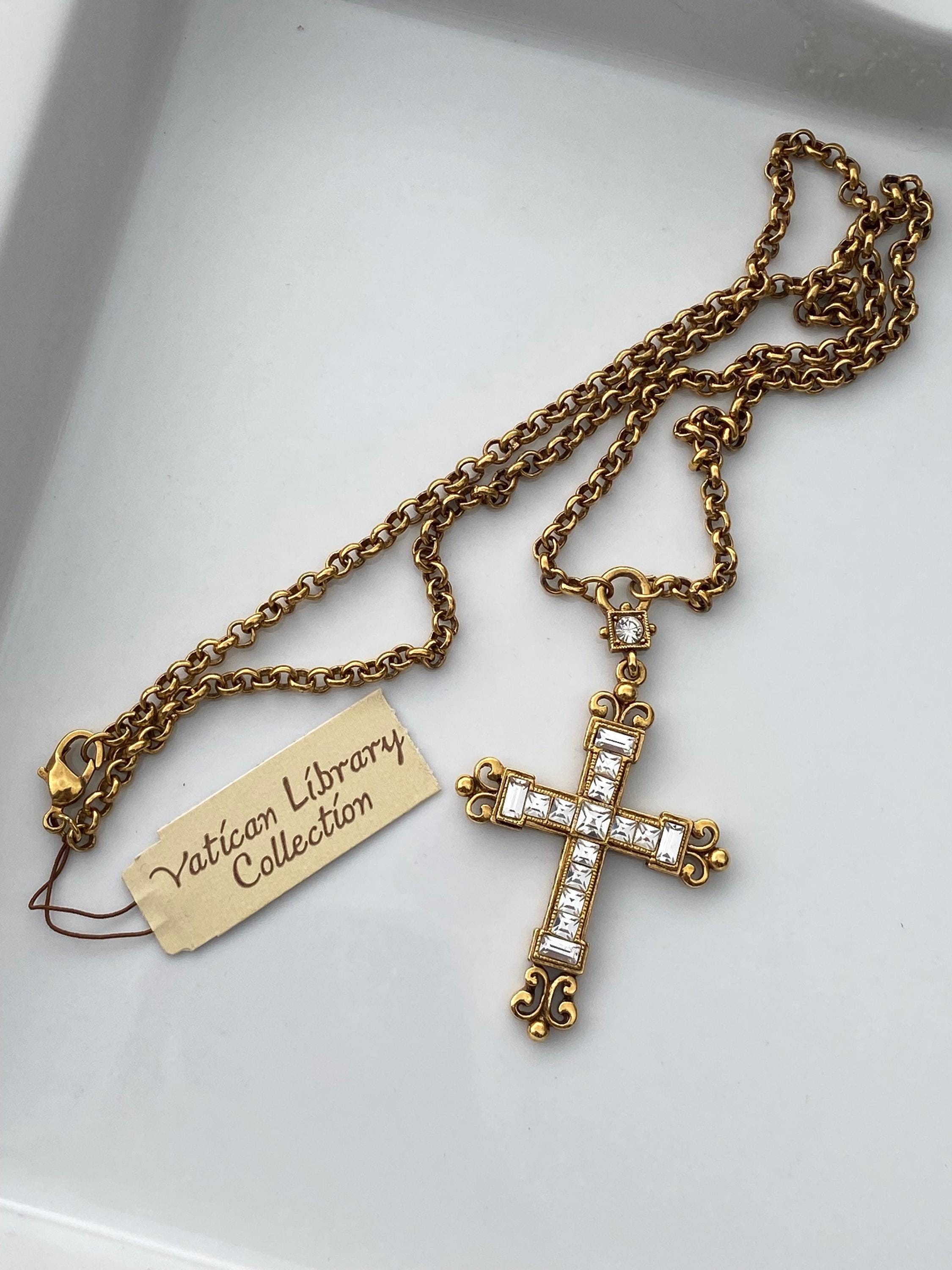 The Vatican Library Collection Gold Plated Costume Cross Necklace ...