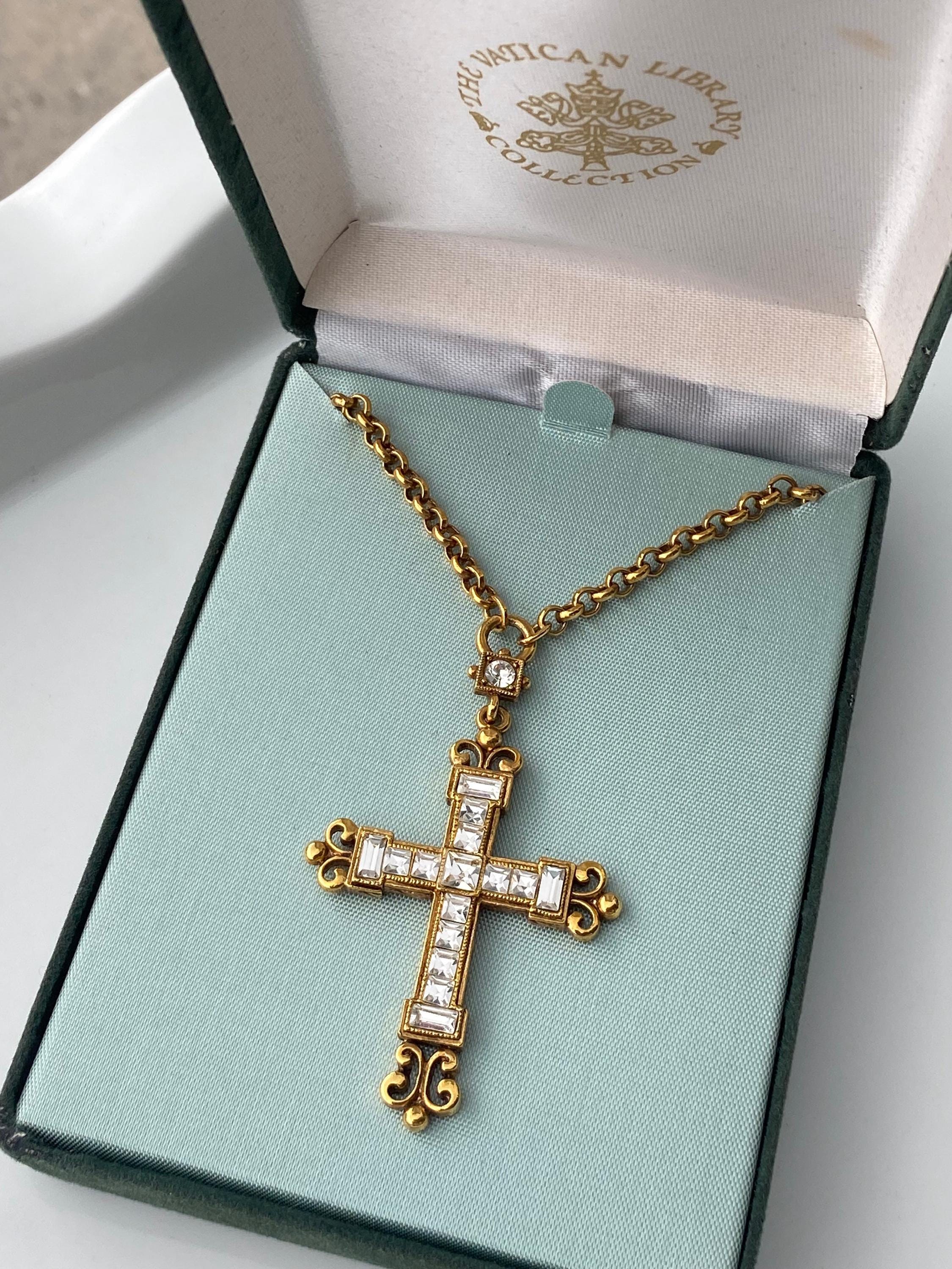 The Vatican Library Collection Gold Plated Costume Cross Necklace ...