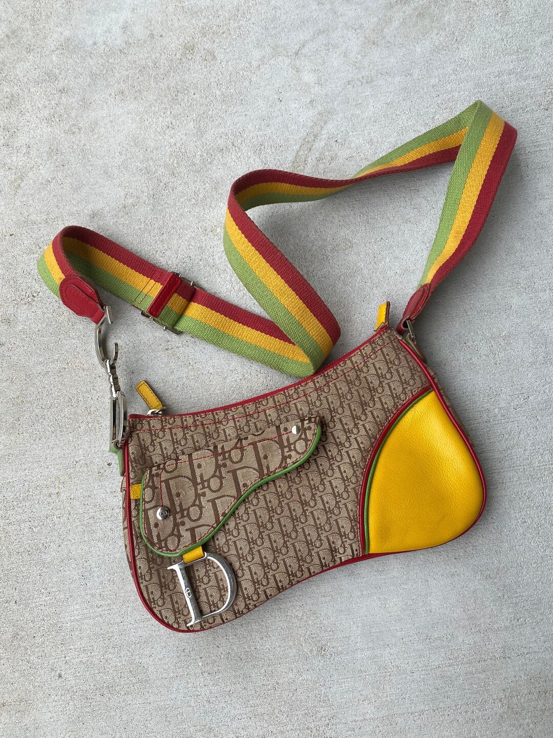Christian Dior 2004 Rasta Crossbody Purse, Authentic Dior Purse, Rasta ...