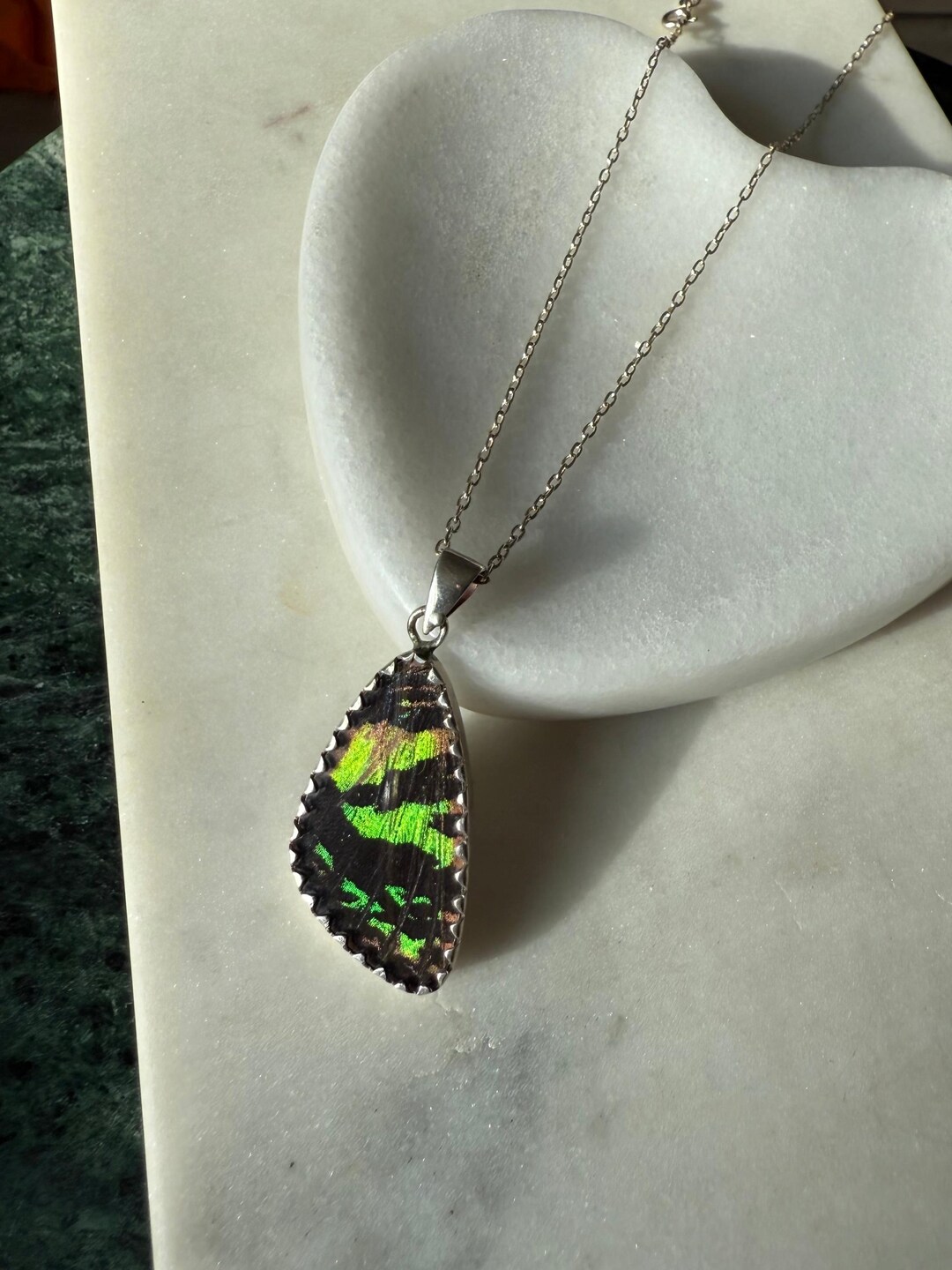 Butterfly Wing Sterling Silver Necklace, .925 Sterling Silver, Estate ...