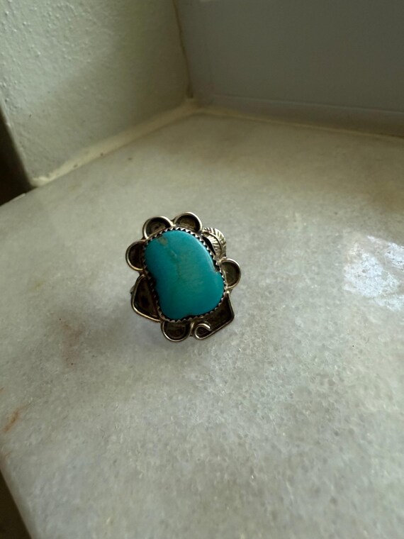 Chunky Turquoise Sterling Silver Ring, Statement Ring… - Gem