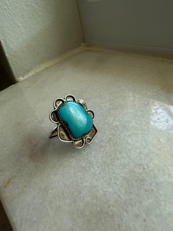 Chunky Turquoise Sterling Silver Ring, Statement Ring… - Gem