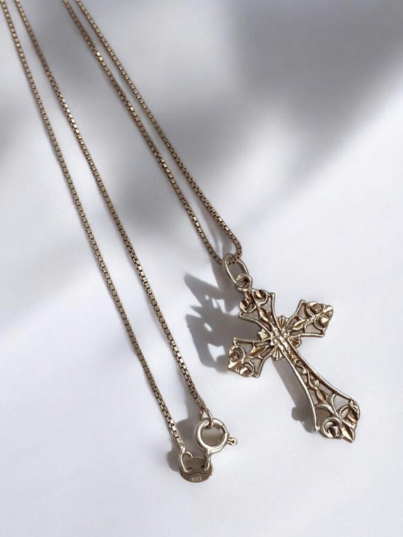 vintage cross necklace sterling - Gem