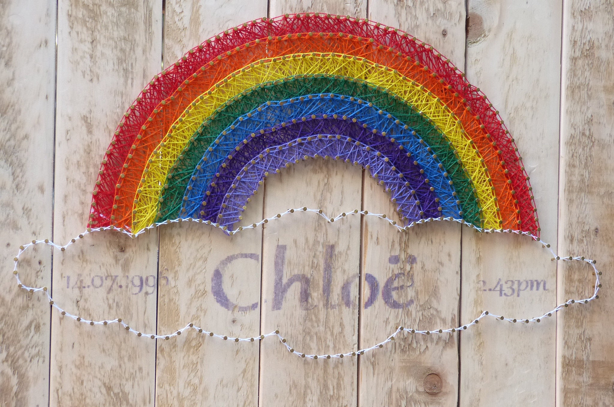 Rainbow String Art Nursery Personalised Baby Shower. Cotton - Etsy