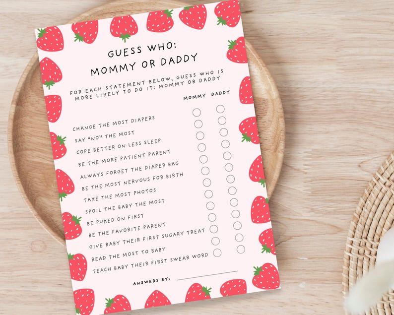 Baby Shower Game - Guess Who: Mommy or Daddy, Editable Canva Template ...