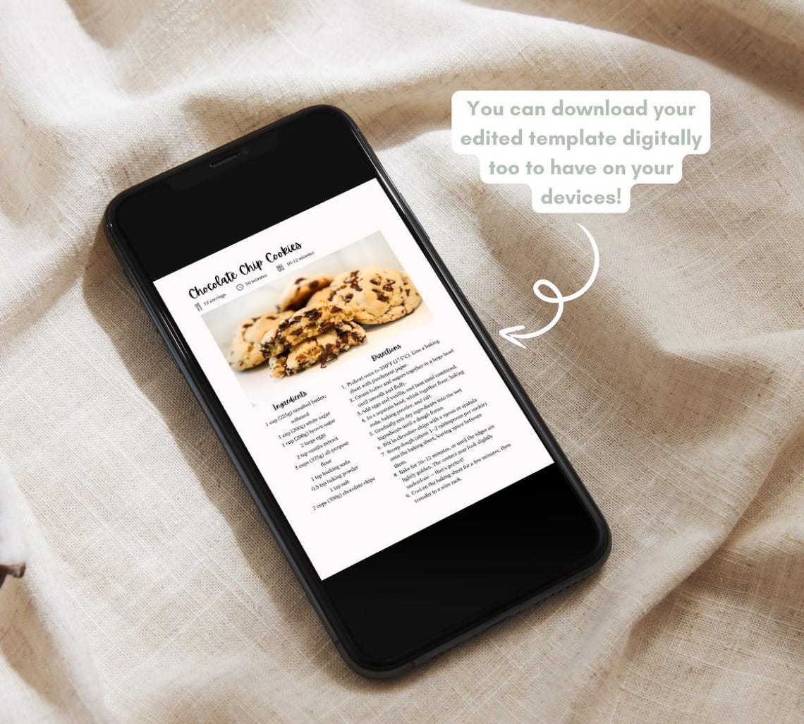 Editable Recipe Card Template | Printable Recipe Card Canva Template ...