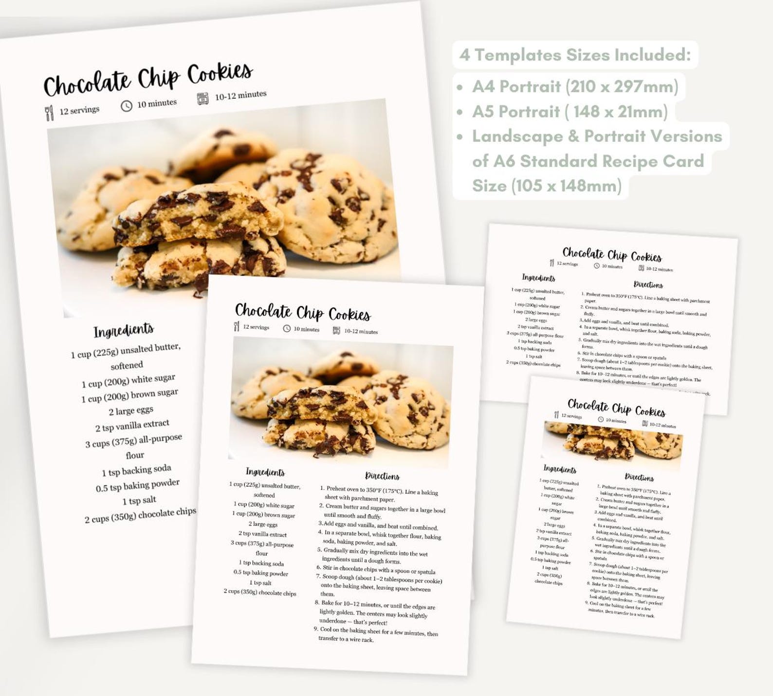 Editable Recipe Card Template | Printable Recipe Card Canva Template ...