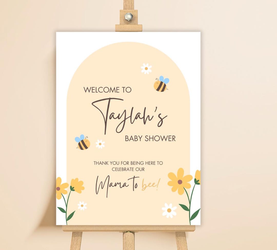 Mama to Bee Baby Shower Welcome Sign, Bee Theme Baby Shower Decor ...