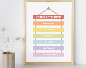 Kids Daily Affirmations Poster - Etsy