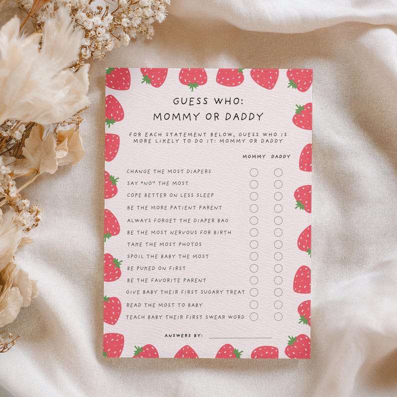 Baby Shower Game - Guess Who: Mommy or Daddy, Editable Canva Template ...