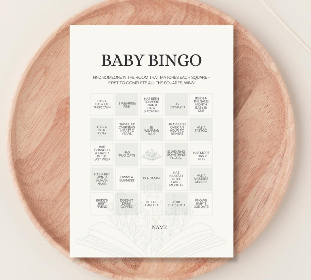 Baby Shower Bingo Game | Editable A5 Canva Template | Fun Icebreaker ...